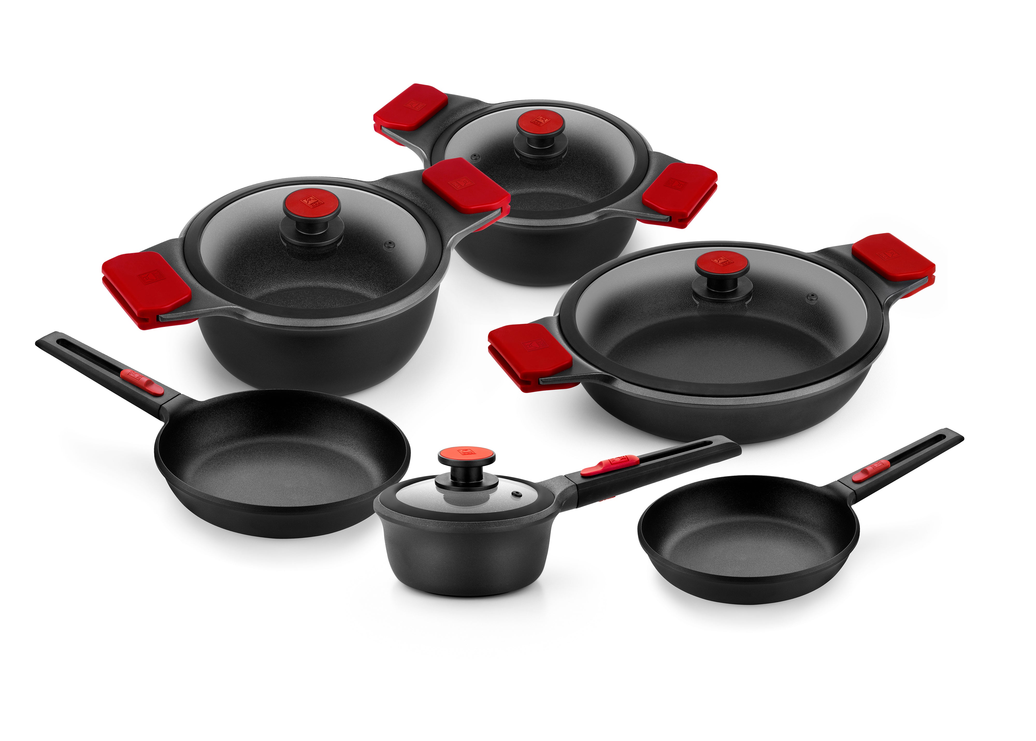 INFINITY 10 Pieces Cookware Set: Cast Aluminum Kitchenware Set w/ Non ...