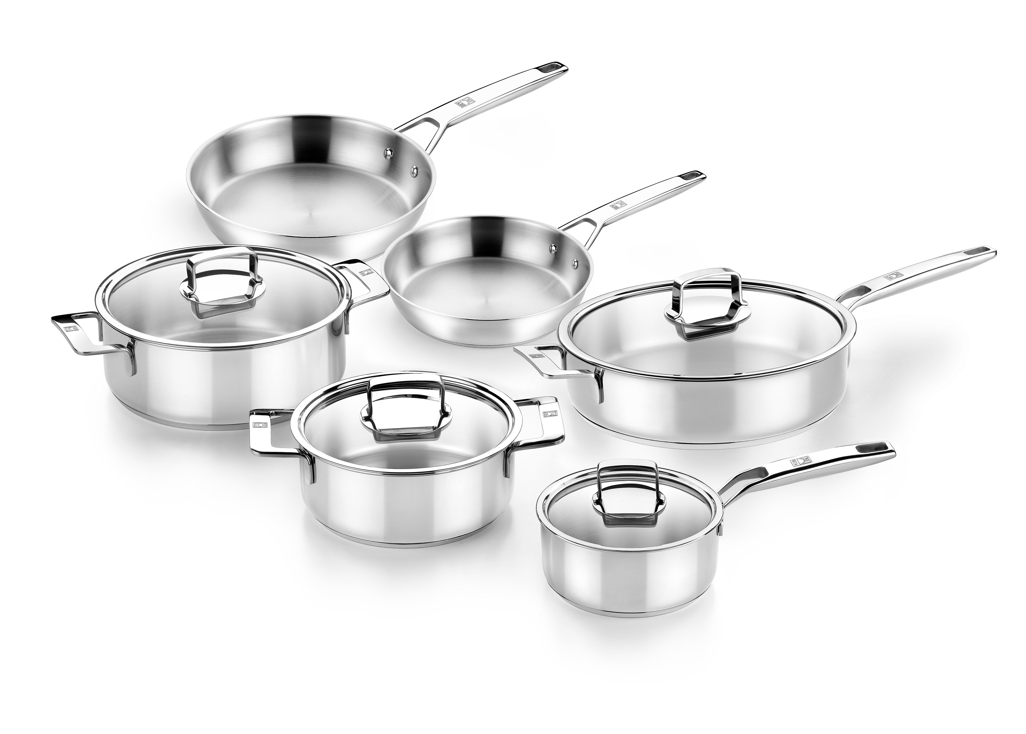 SIGNATURE 10 Pieces Cookware Set: Stainless Steel Pans & Pots Sets ...